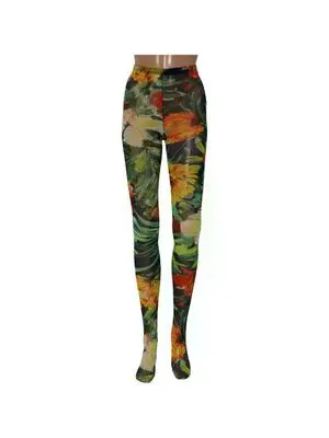 Dolce & Gabbana Floral-print Tights - Black