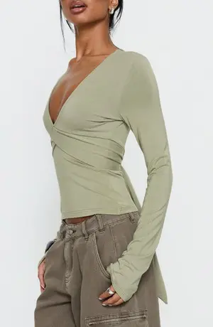 Princess Polly Madelon Long Sleeve Wrap Top