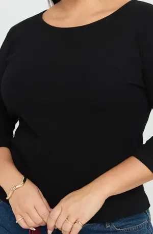 Princess Polly Elaia Ribbed Three-quarter Sleeve T-shirt