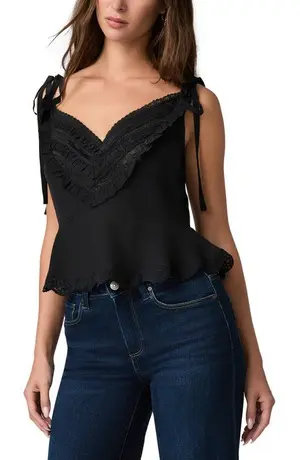 Paige Caroline Silk Top With Lace Trim