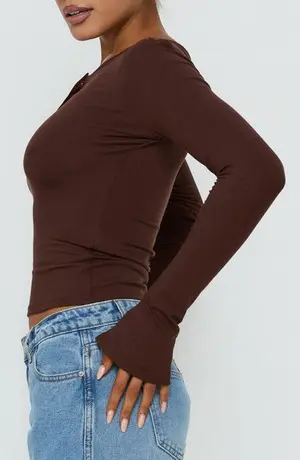 Princess Polly Kleoh Off-the-shoulder Long Sleeve Top