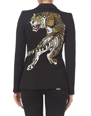 Philipp Plein Embellished Neoprene Peak Lapel Blazer