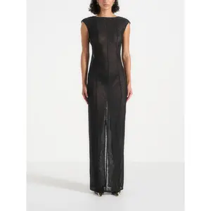 Manière De Voir Ulina Seamed Sheer Back Hardware Detail Maxi Dress - Black