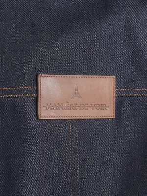 Manière De Voir Imelda Denim Cropped Wide Shoulder Sleeveless Jacket