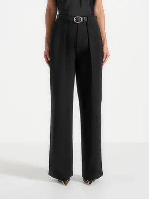 Manière De Voir Jodie Belted Box Pleat Tailored Trousers - Black