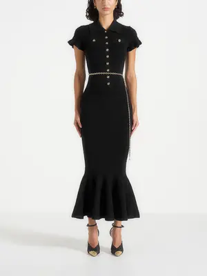 Manière De Voir Fantine Fluted Hem Ottoman Knit Midi Dress