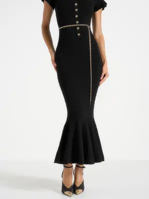 Manière De Voir Fantine Fluted Hem Ottoman Knit Midi Dress