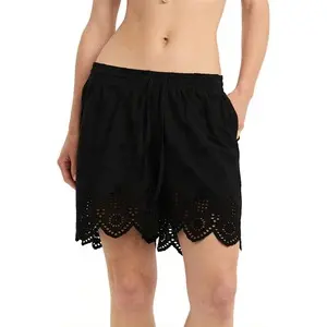 GOTTEX Giselle Guipure Lace Detail Shorts - Black