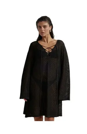 GOTTEX Miss Crochet Mini Dress Cover-up - Black