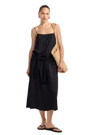 GOTTEX Resort Square Neck Midi Dress Cover-up - Black