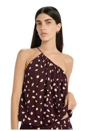 GOTTEX Resort One Shoulder Bubble Top Cover-up - Brown