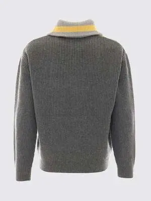 Drole De Monsieur Abstract Pattern Wool And Cashmere Half-zip High Neck Jumper