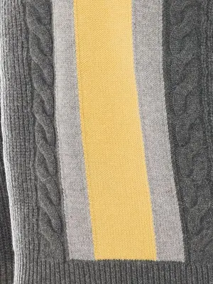 Drole De Monsieur Abstract Pattern Wool And Cashmere Half-zip High Neck Jumper