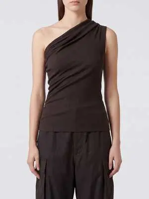 Rick Owens Draped One-shoulder Virgin Wool Top - Mud