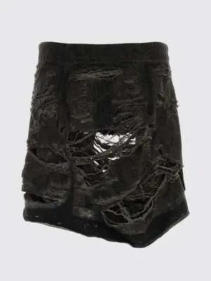 Rick Owens 5-pocket Distressed Denim Mini Skirt