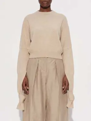 Jacquemus Merino Wool Crewneck Jumper With Dropped Shoulders - Beige