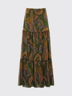 Etro High-waisted Paisley Print Silk Flared Maxi Skirt
