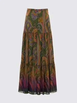 Etro High-waisted Paisley Print Silk Flared Maxi Skirt