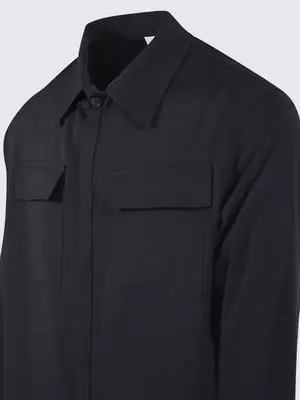HEVO Virgin Wool Blend Shirt With Concealed Fastening And Patch Pockets