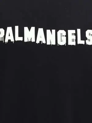 Palm Angels Cotton Crewneck Sweatshirt With Contrasting Logo And Dropped Shoulders - Black