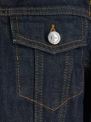 GANNI Denim Bomber Jacket With Recycled Faux Fur Collar