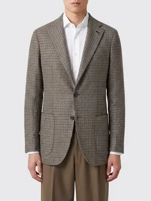 Tagliatore Single-breasted Houndstooth Pure Virgin Wool Blazer - Brown