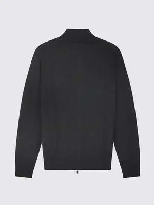 BRAMANI CASHMERE Turtleneck Zip-up Cardigan In Wool With Ribbed Cuffs - Black