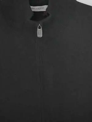 BRAMANI CASHMERE Turtleneck Zip-up Cardigan In Wool With Ribbed Cuffs - Black
