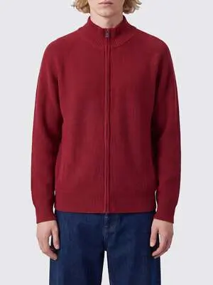 BRAMANI CASHMERE Turtleneck Zip-up Cardigan In Pure Cashmere With Ribbed Trims - Red