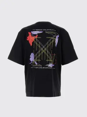 Off-White Crewneck Cotton T-shirt With Contrast Arrow Graphic - Black