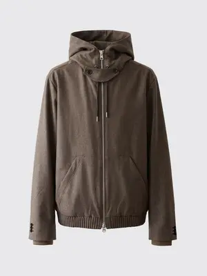 Sacai Cropped Merino Wool Windbreaker Jacket With Drawstring Hood