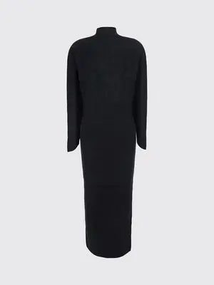 SEMICOUTURE Slim Fit Turtleneck Long Knit Dress In Pure Merino Wool