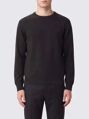 GRIFONI Pure Wool Crewneck Jumper With Long Sleeves And Ribbed Trims - Brown