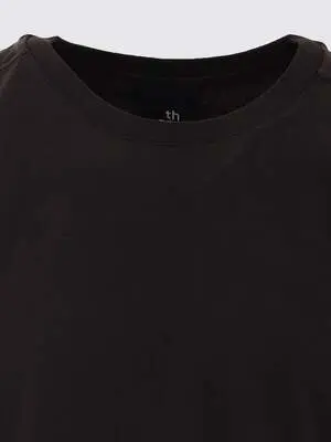 THOM KROM Longline Cotton Crewneck T-shirt With Contrast Logo - Brown