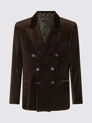 Etro Paisley Print Double-breasted Velvet Blazer With Peak Lapels - Multicolor