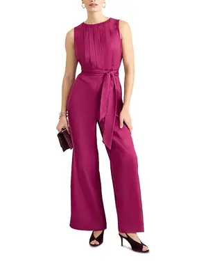 PHASE EIGHT Janine Satin Wide Leg Jumpsuit - Fuchsia