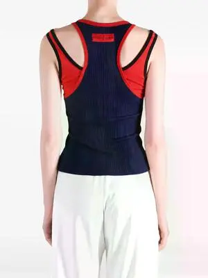 MARINE SERRE Layered Ribbed-knit Top
