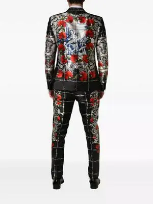 Dolce & Gabbana Floral-print Three-piece Suit - Black