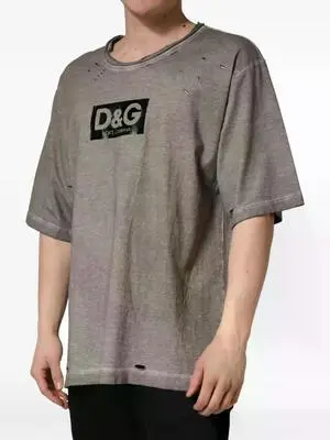 Dolce & Gabbana Distressed Logo-print T-shirt - Grey