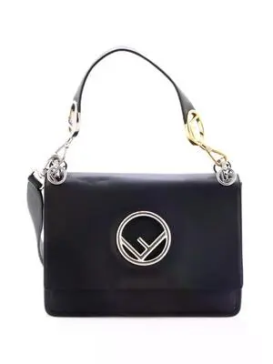 Fendi Kan I F Leather Medium Shoulder Bag - Black