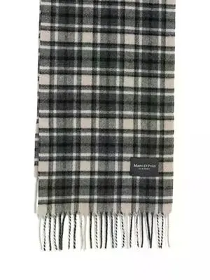 Marc O'polo Check-pattern Fringed Scarf - Grey