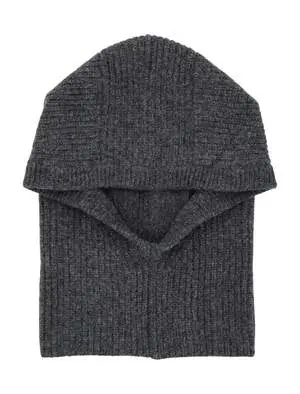 THE FRANKIE SHOP Mini Rib Knit Hood Neck Warmer - Charcoal