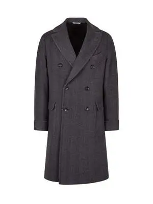 ESTERNO Double-breasted Herringbone Overcoat - Blu