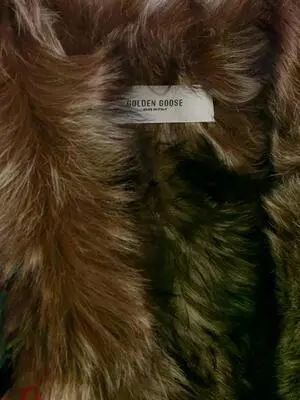 GOLDEN GOOSE Vest In Shearling And Suede With Multicolor Cactus Embroidery