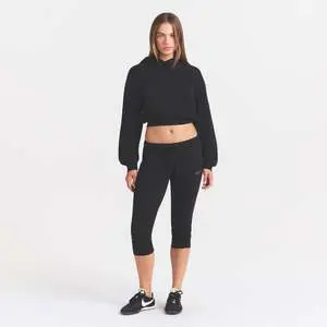 SKIMS Logo Cropped Hoodie | Black | | Cotton Fleece - Onyx
