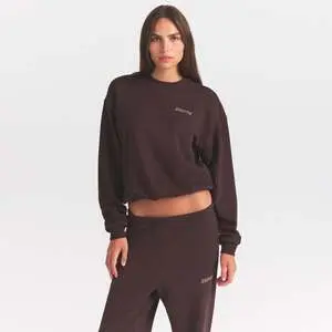 SKIMS Logo Crewneck | Deep Neutral | | Cotton Fleece