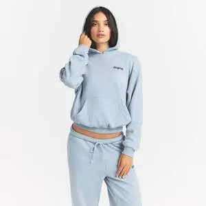 SKIMS Logo Hoodie | Blue | | Cotton Fleece