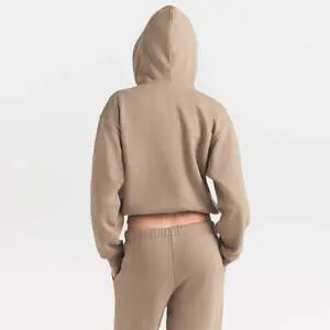 SKIMS Logo Zip Up Hoodie | Medium Neutral | | Cotton Fleece