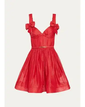 Zimmermann Clash Print Bow Mini Dress - Cherry