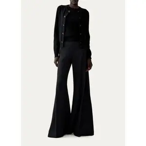 Carolina Herrera Embellished-buttons Paillette Wool Crewneck Cardigan